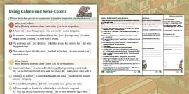 Colons and Semi-Colons KS2 | Differentiated Worksheets